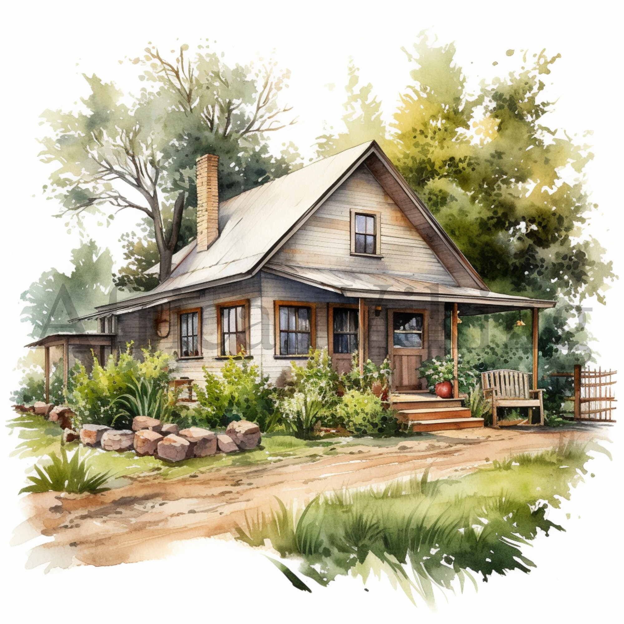 Farmhouse Clipart | 10 High Quality Jpgs | Digital Download | Card ...
