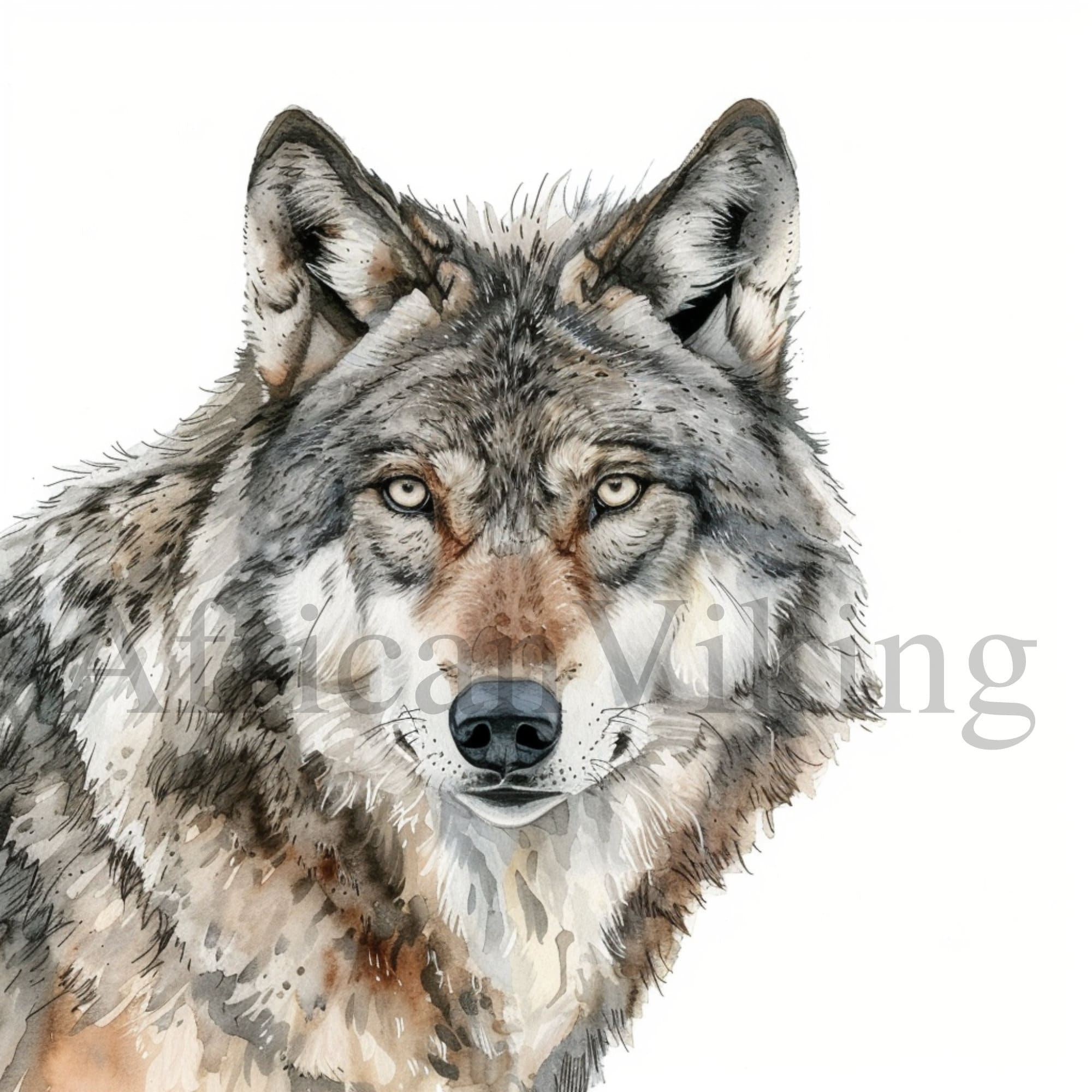 Watercolor Grey Wolf Clipart 10 High Quality Jpgs Digital Download Card ...