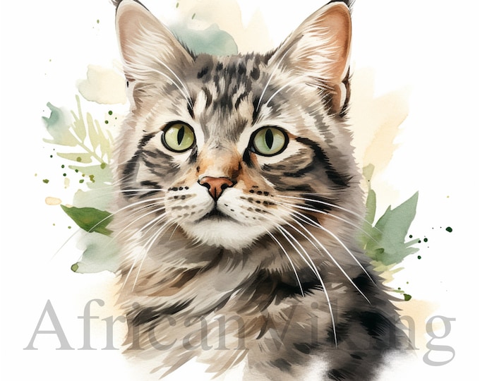 Ginger Tabby Cat Clipart | Watercolor Tabby Cat Clipart Bundle | Cute ...