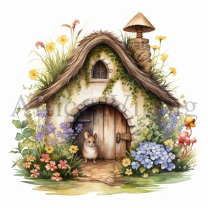 Watercolor Mouse House Clipart | 10 High Quality Jpgs | Digital ...