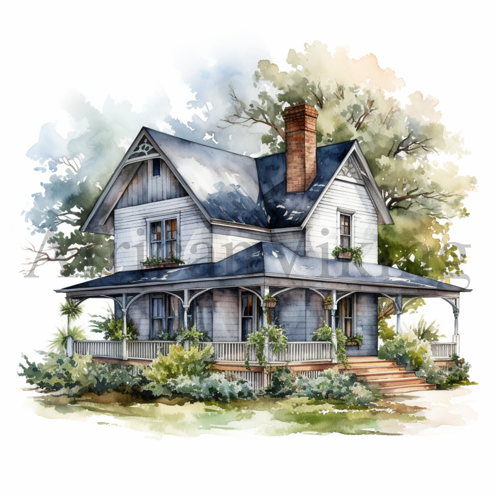 Farmhouse Clipart 10 High Quality Jpgs Digital Download Card Making ...