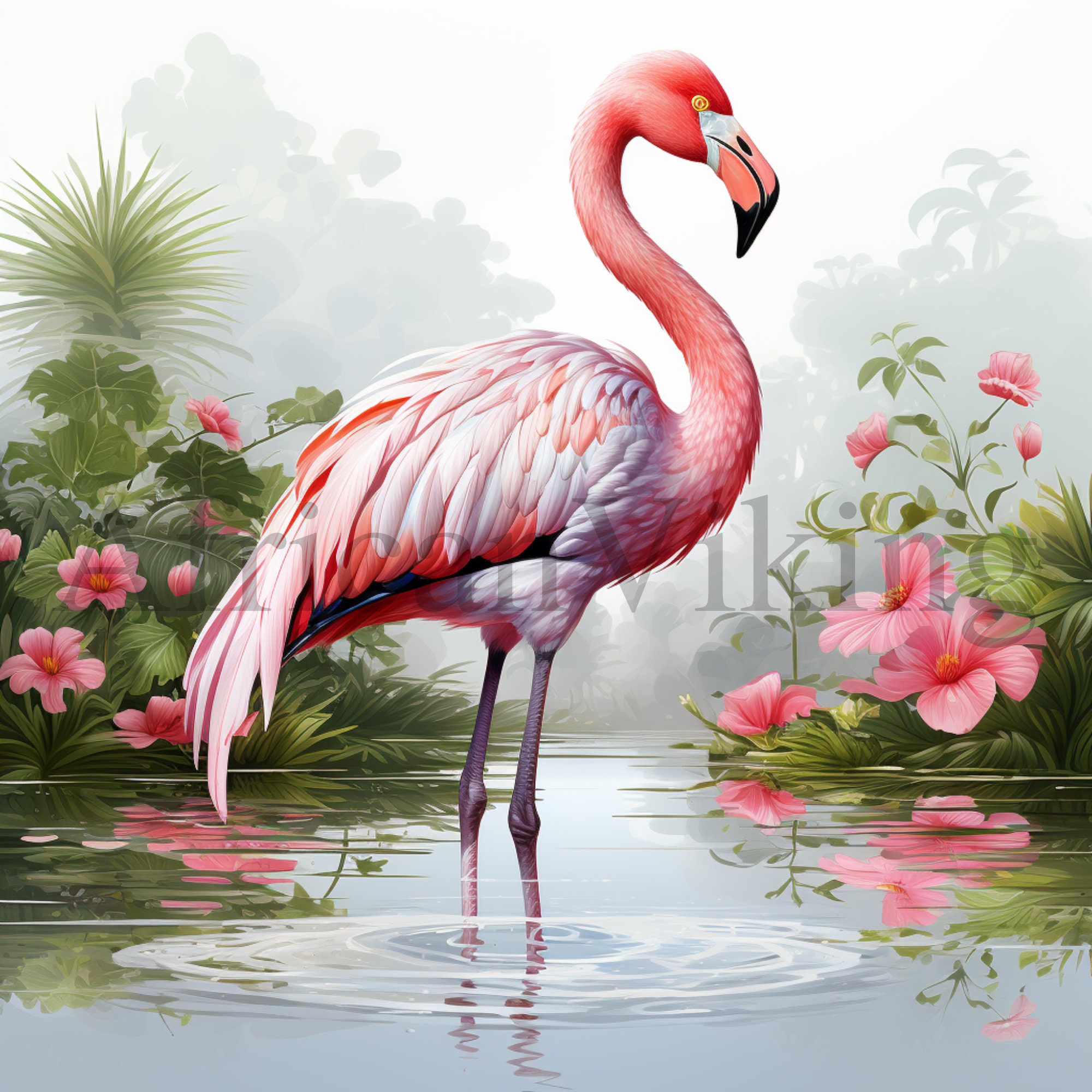 Watercolor Flamingo Clipart | Tropical Bird Art, Nursery Decor (digital ...