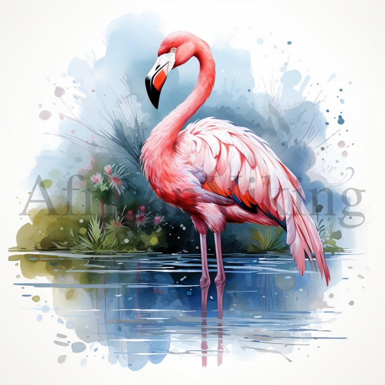 Watercolor Flamingo Clipart | Tropical Bird Jpgs (digital Download) - Etsy