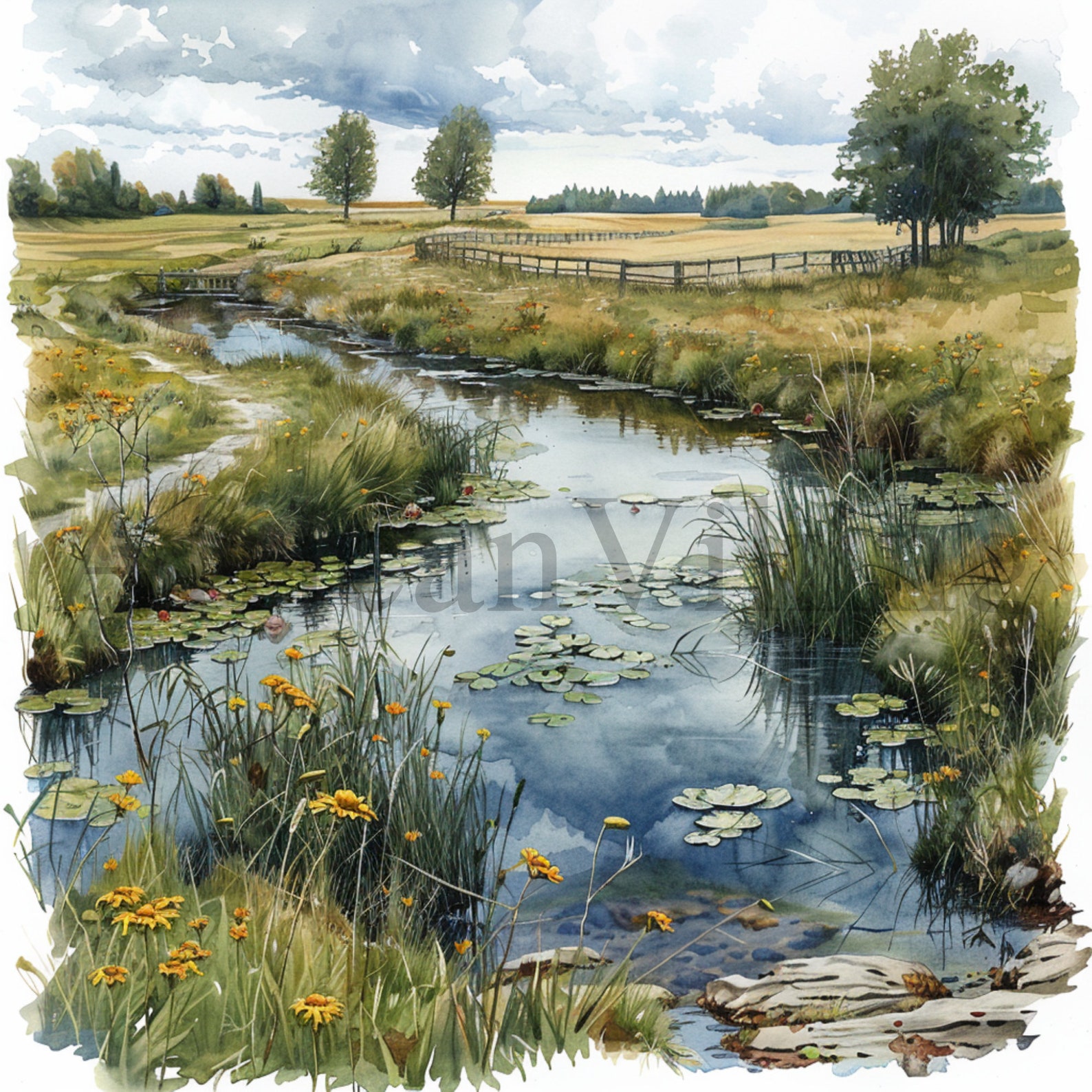 Country Ponds Clipart | 10 High Quality Jpgs | Digital Download | Pond ...