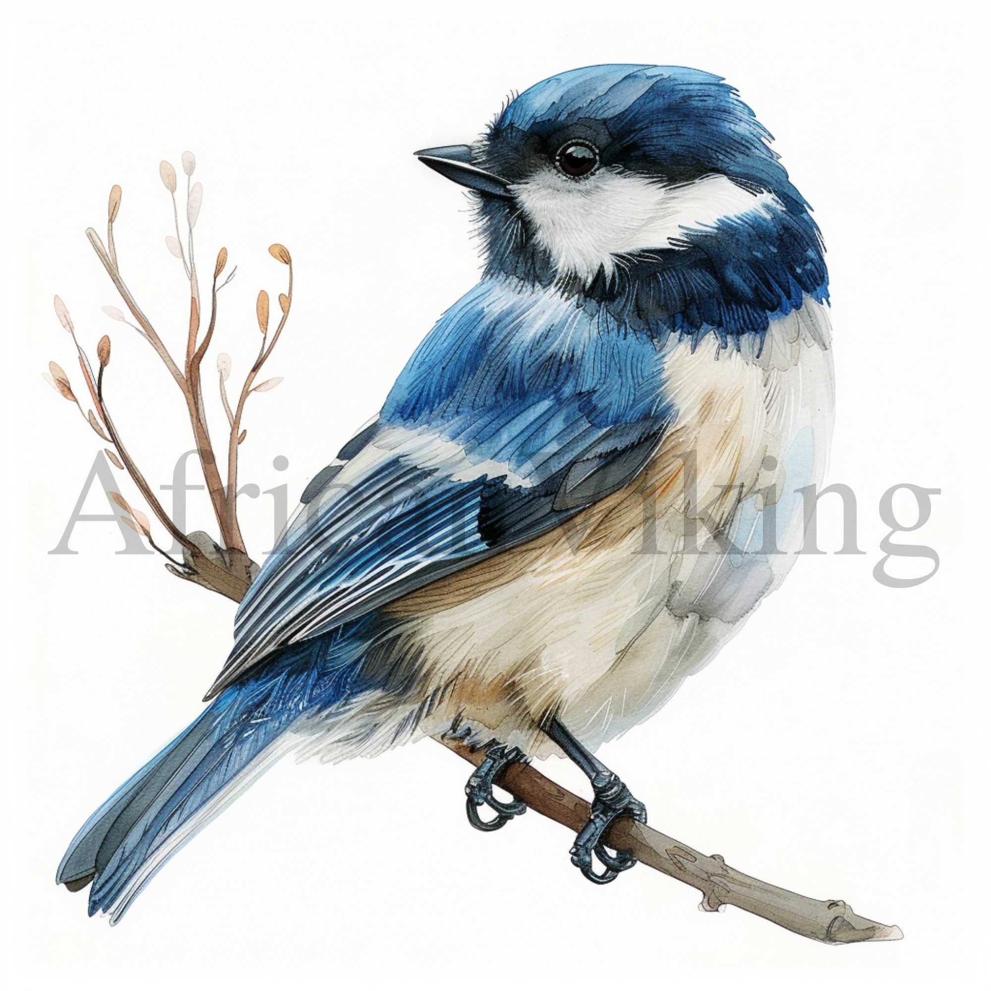 Watercolor Chickadee Clipart 10 High Quality Jpgs Digital Download ...