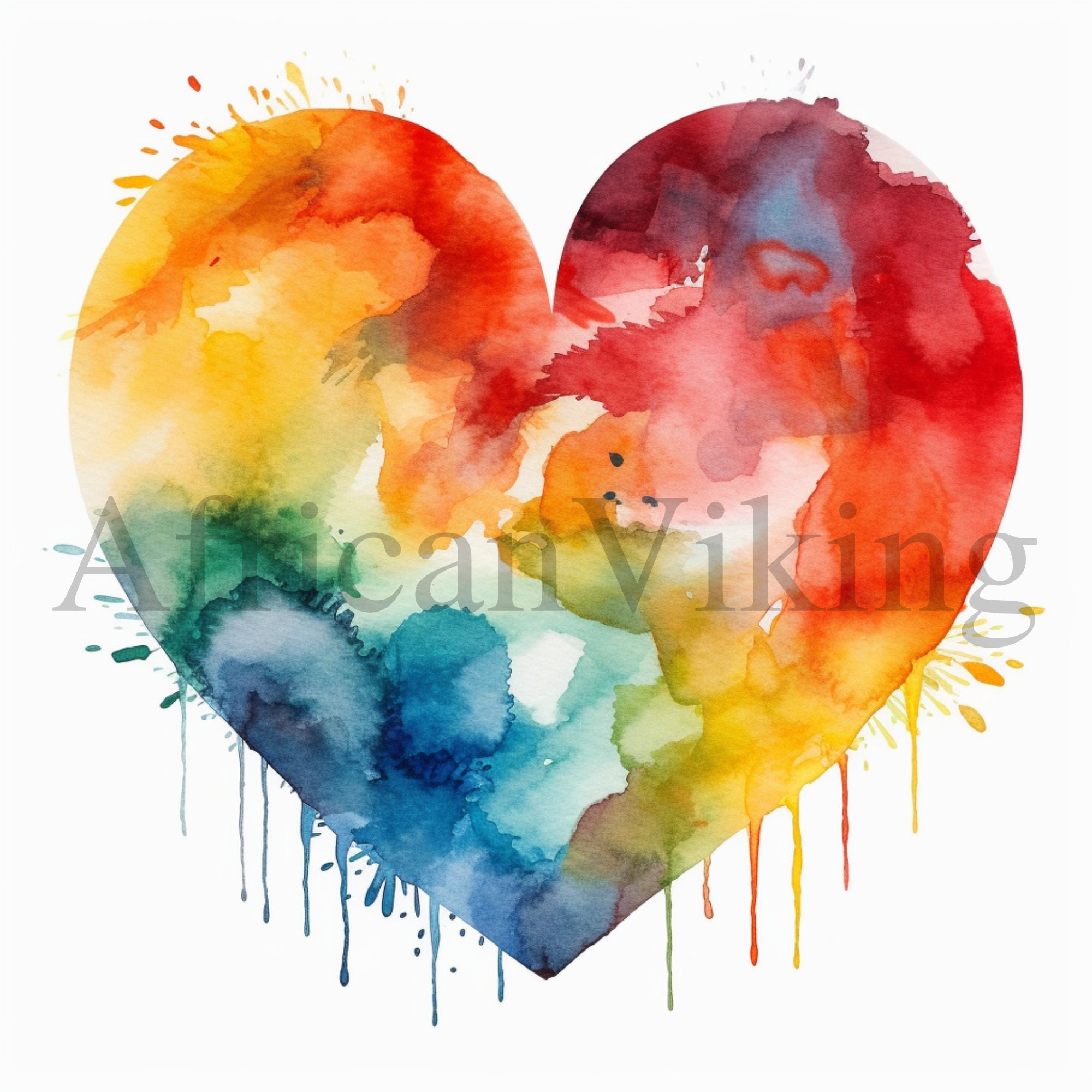 Rainbow Heart Clipart 10 High Quality Jpgs Digital Download Digital ...