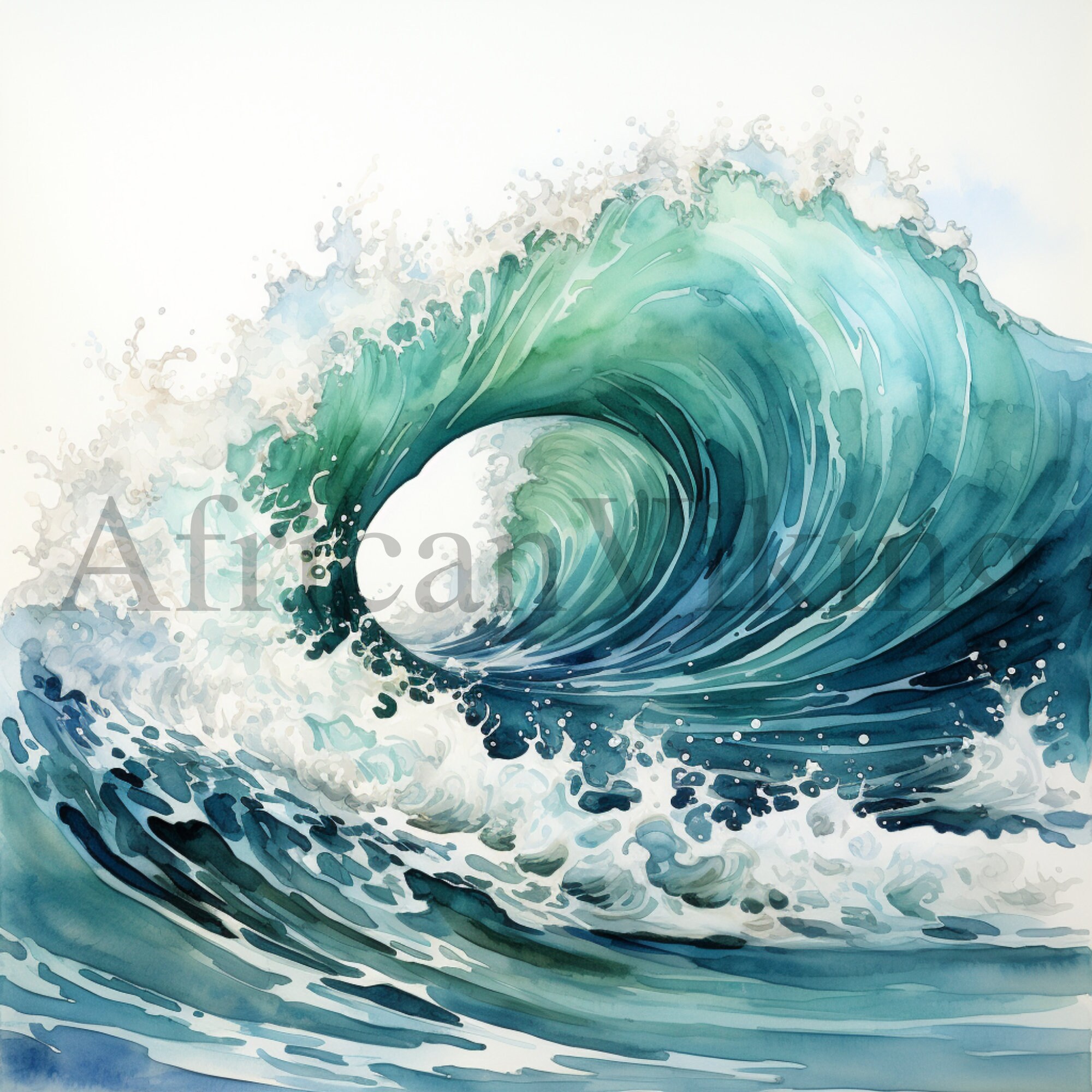 Watercolor Ocean Waves Clipart | 10 High Quality Jpgs | Digital ...