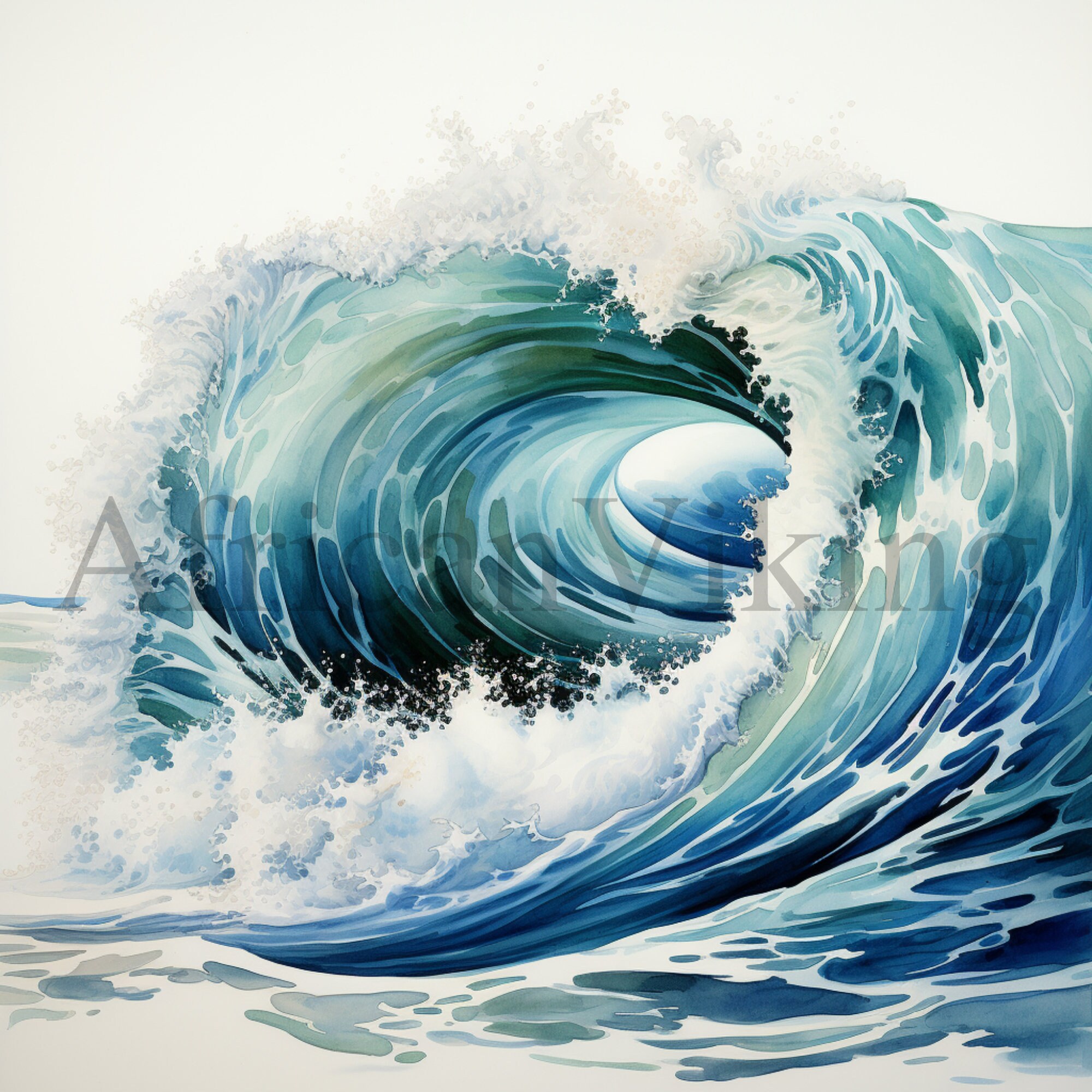Watercolor Ocean Waves Clipart | 10 High Quality Jpgs | Digital ...