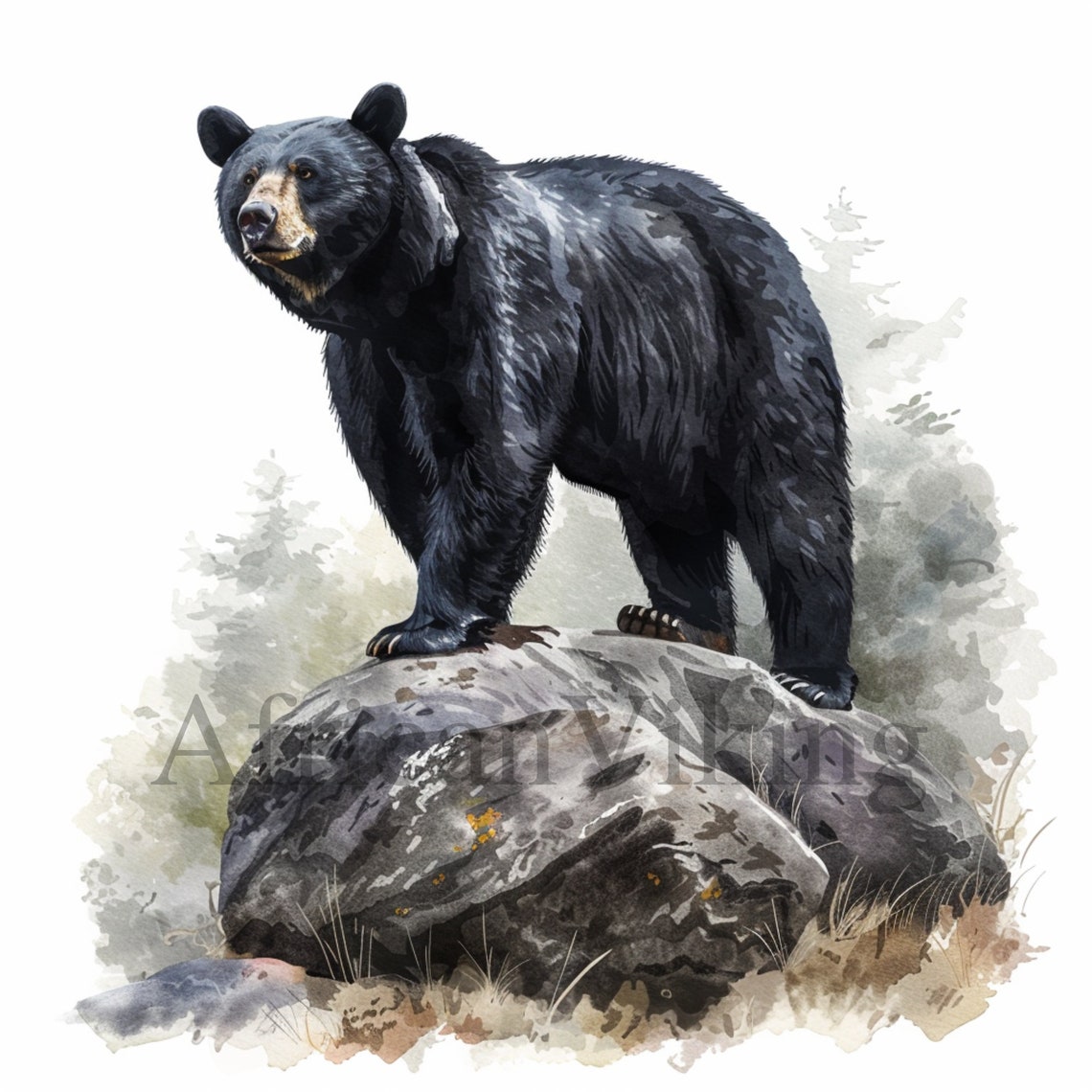 Watercolor Black Bear Clipart 10 High Quality Jpgs Black Bear Bear ...