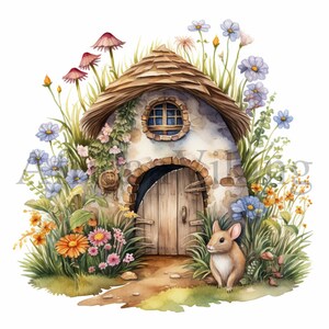 Watercolor Mouse House Clipart | 10 High Quality Jpgs | Digital ...