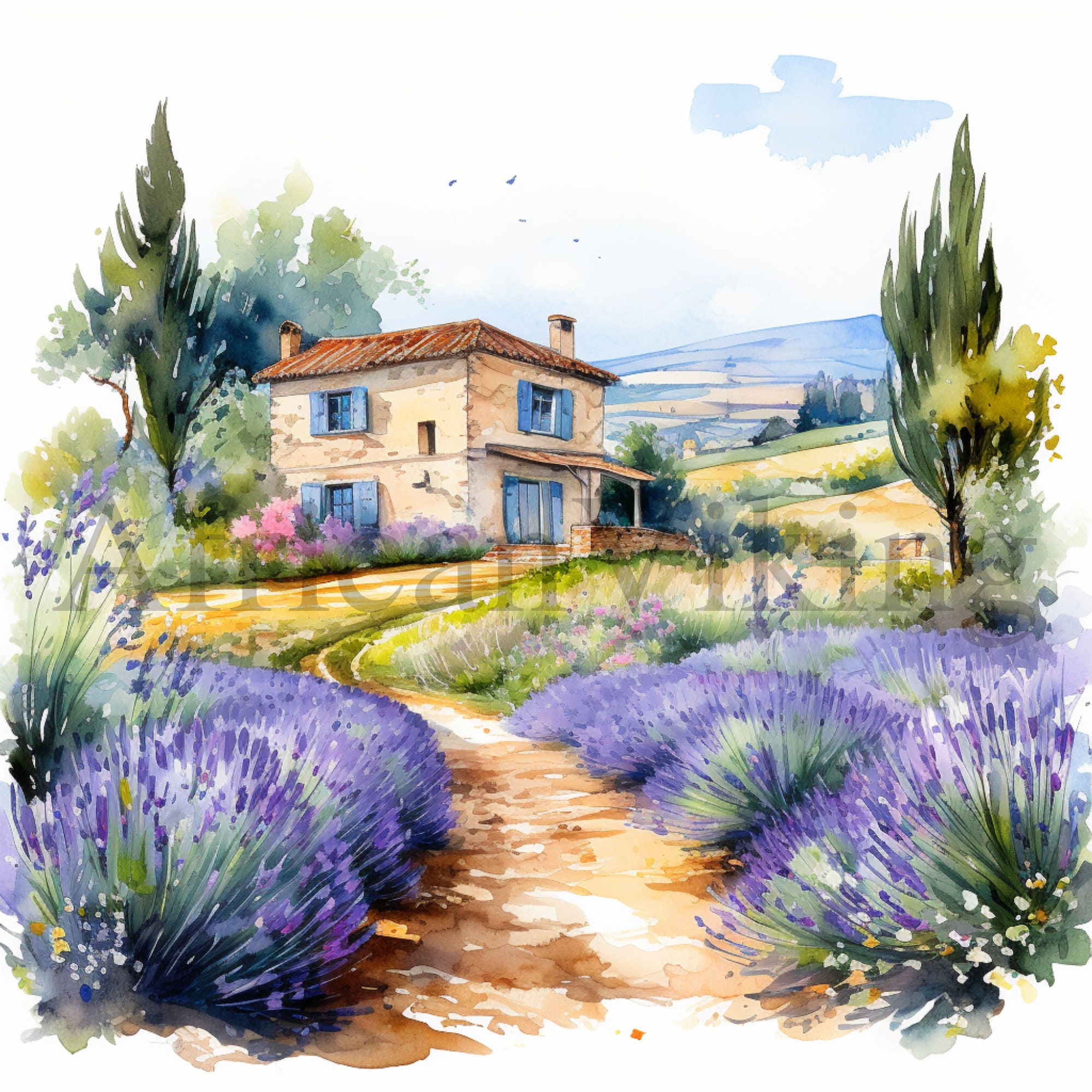Provence Landscape Clipart | 10 High Quality Jpgs | Digital Download ...
