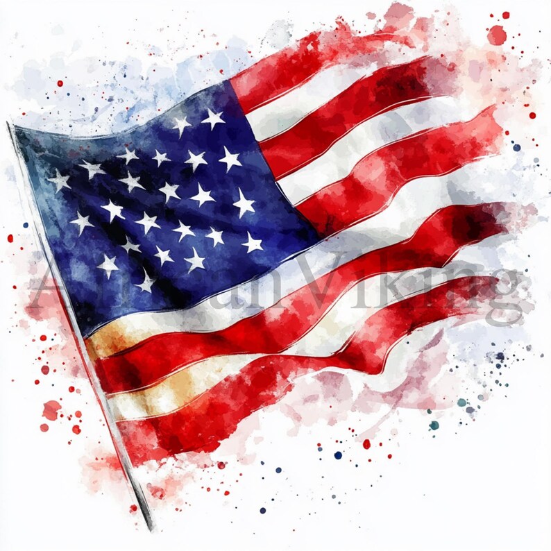 Watercolor American Flag Clipart | 10 High Quality Jpgs | Digital ...