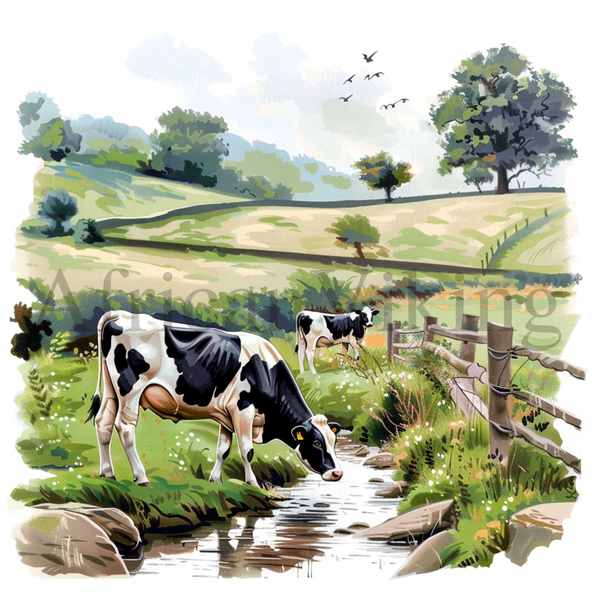 Watercolor Countryside Animals Clipart | 10 High Quality Jpgs | Digital ...