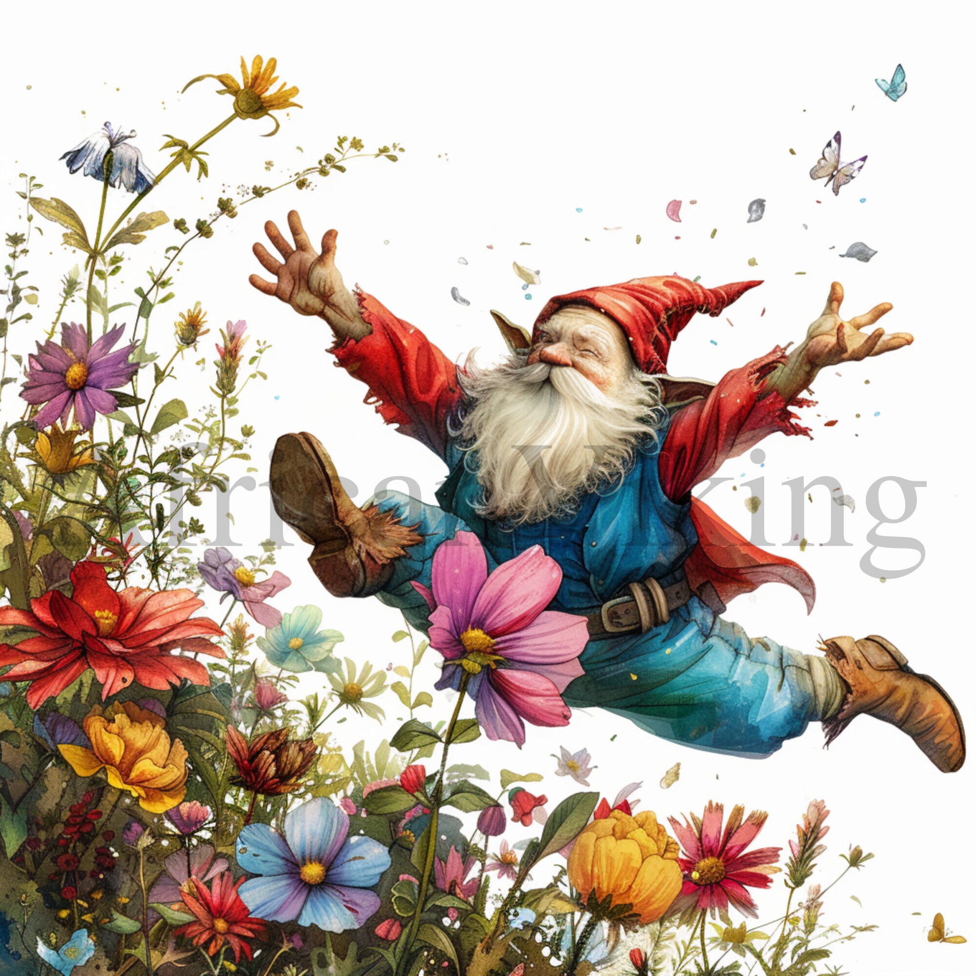Flying Gnomes Clipart 10 High Quality Pngs Digital Download Card Making ...