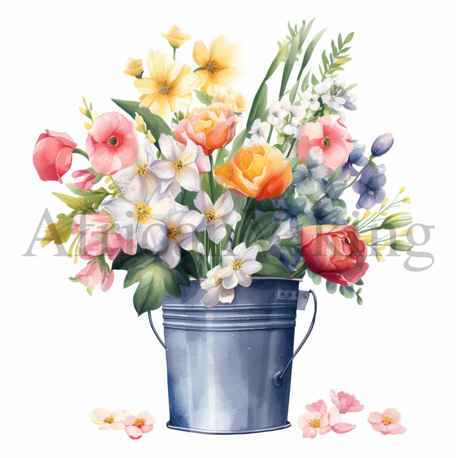 Flower Bucket Clipart 10 High Quality Jpgs Digital Download Junk ...