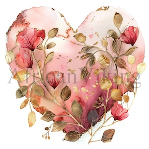 Pink Gold Hearts Clipart | 10 High Quality Jpgs | Digital Download ...