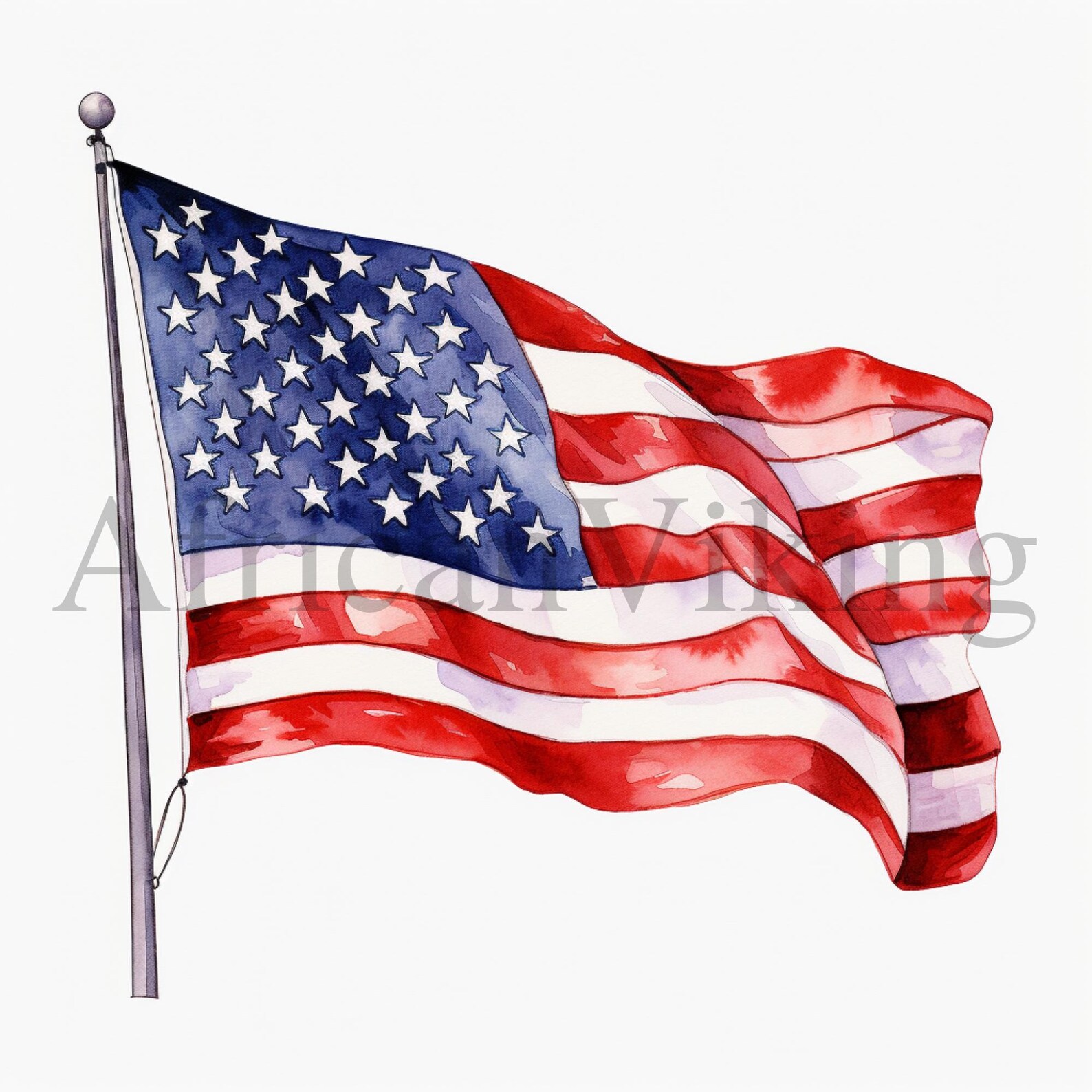 Watercolor American Flag Clipart | 10 High Quality Jpgs | Digital ...