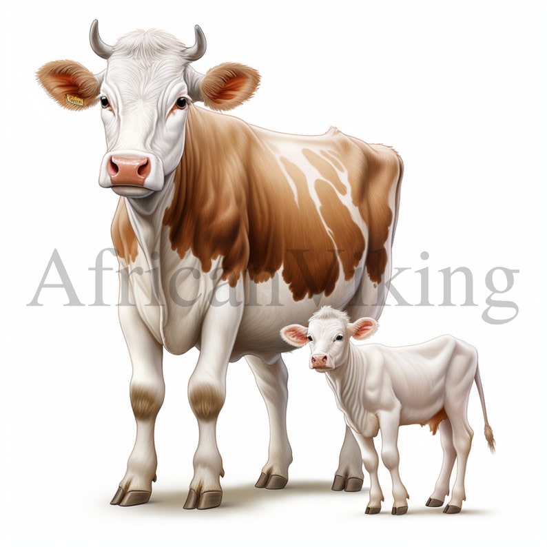 Cow & Calf Clipart | 10 High Quality Jpgs | Instant Digital Download ...