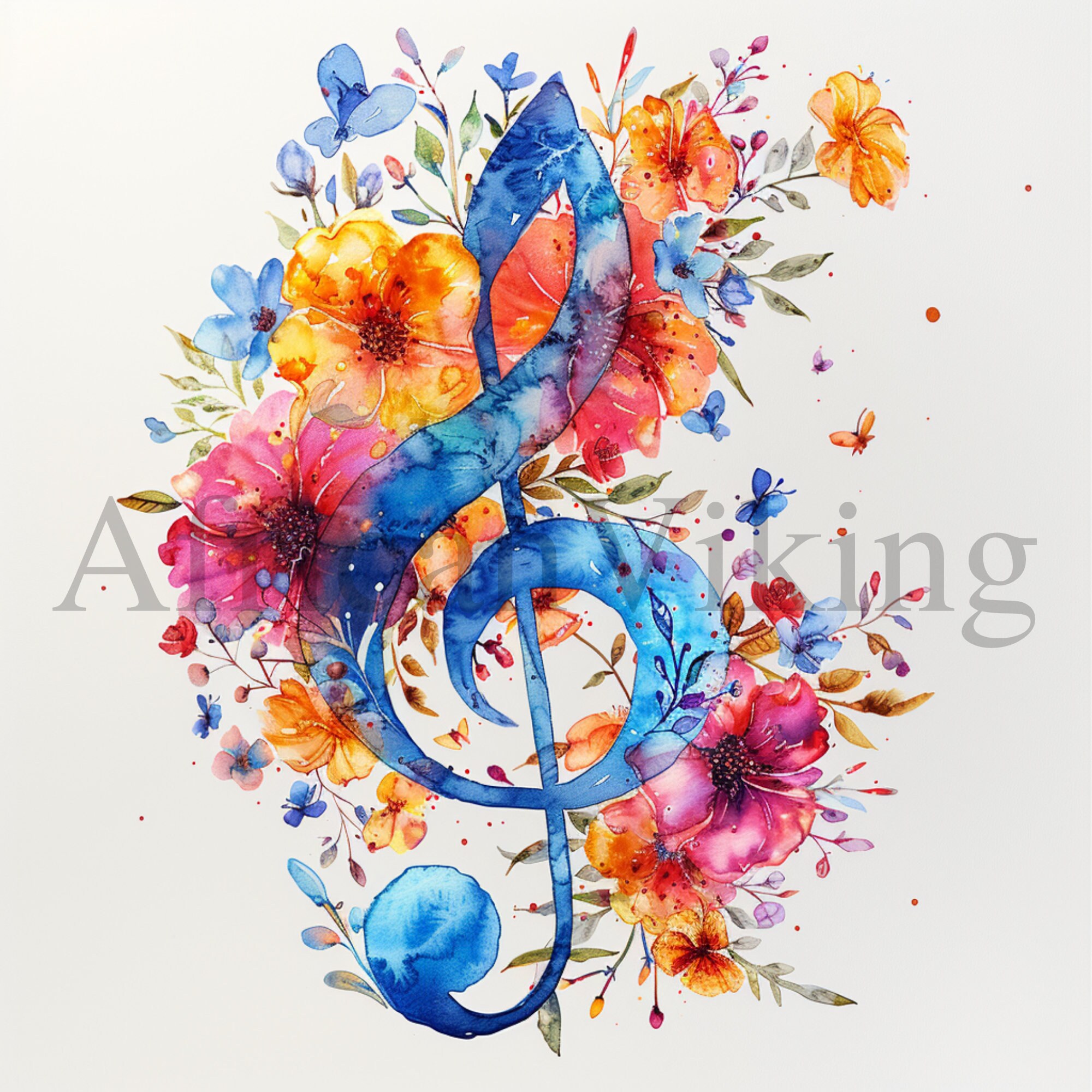 Watercolor Music Notes Clipart 10 High Quality Jpgs Digital Download ...