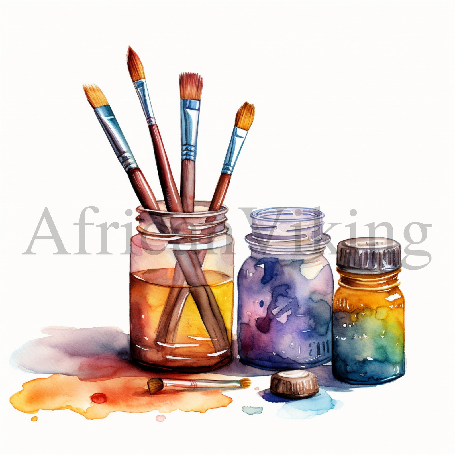 Watercolor Paint Brushes Clipart | 10 High Quality Jpgs | Digital ...