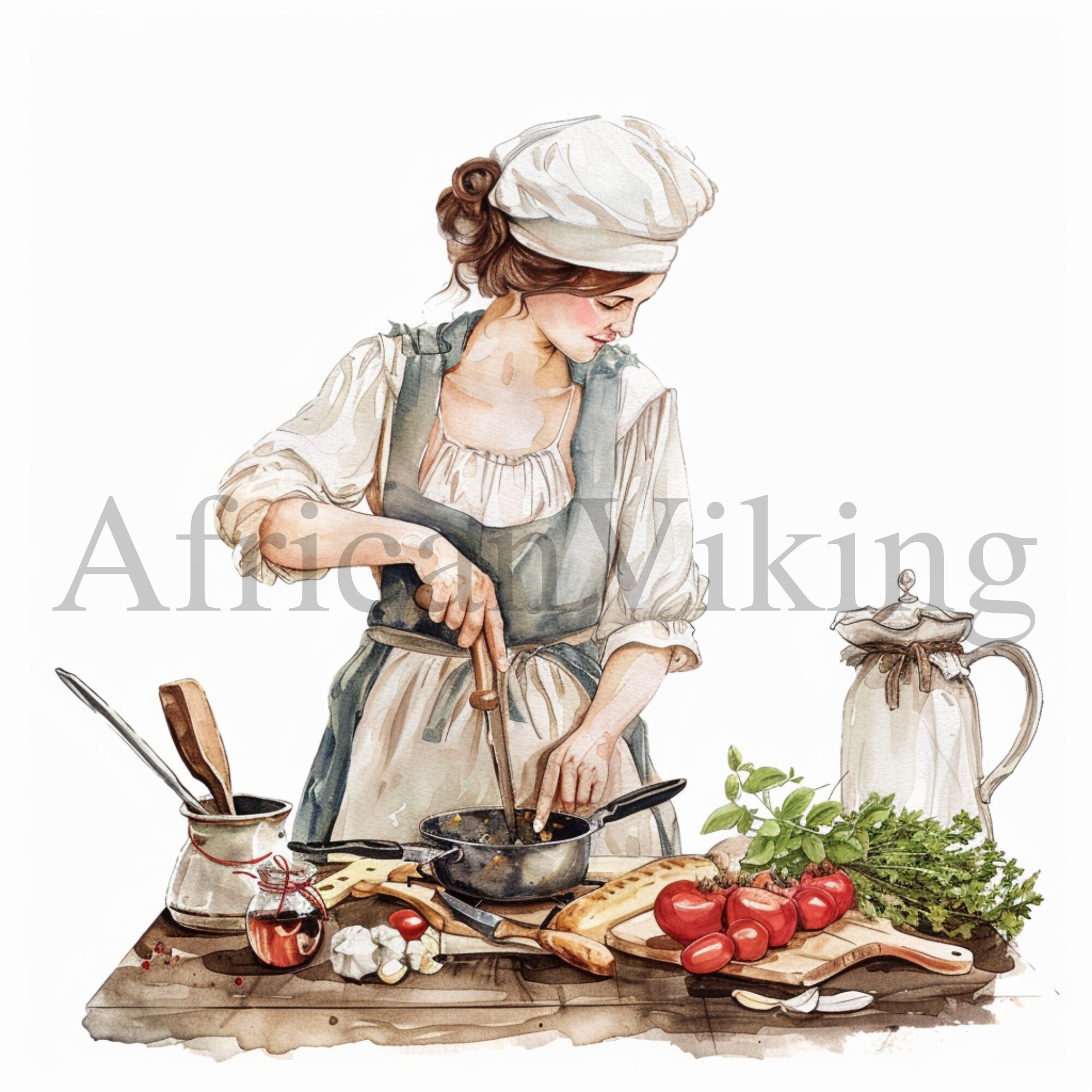Old Fashioned Cooking Clipart 10 High Quality Jpgs Digital Download ...
