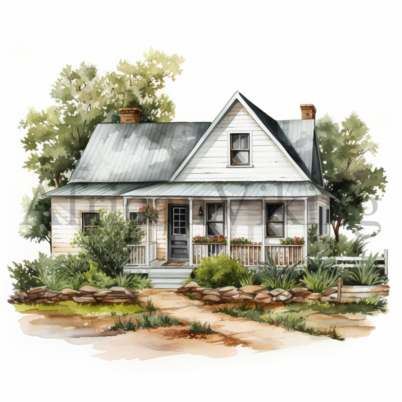 Farmhouse Clipart | 10 High Quality Jpgs | Digital Download | Card ...
