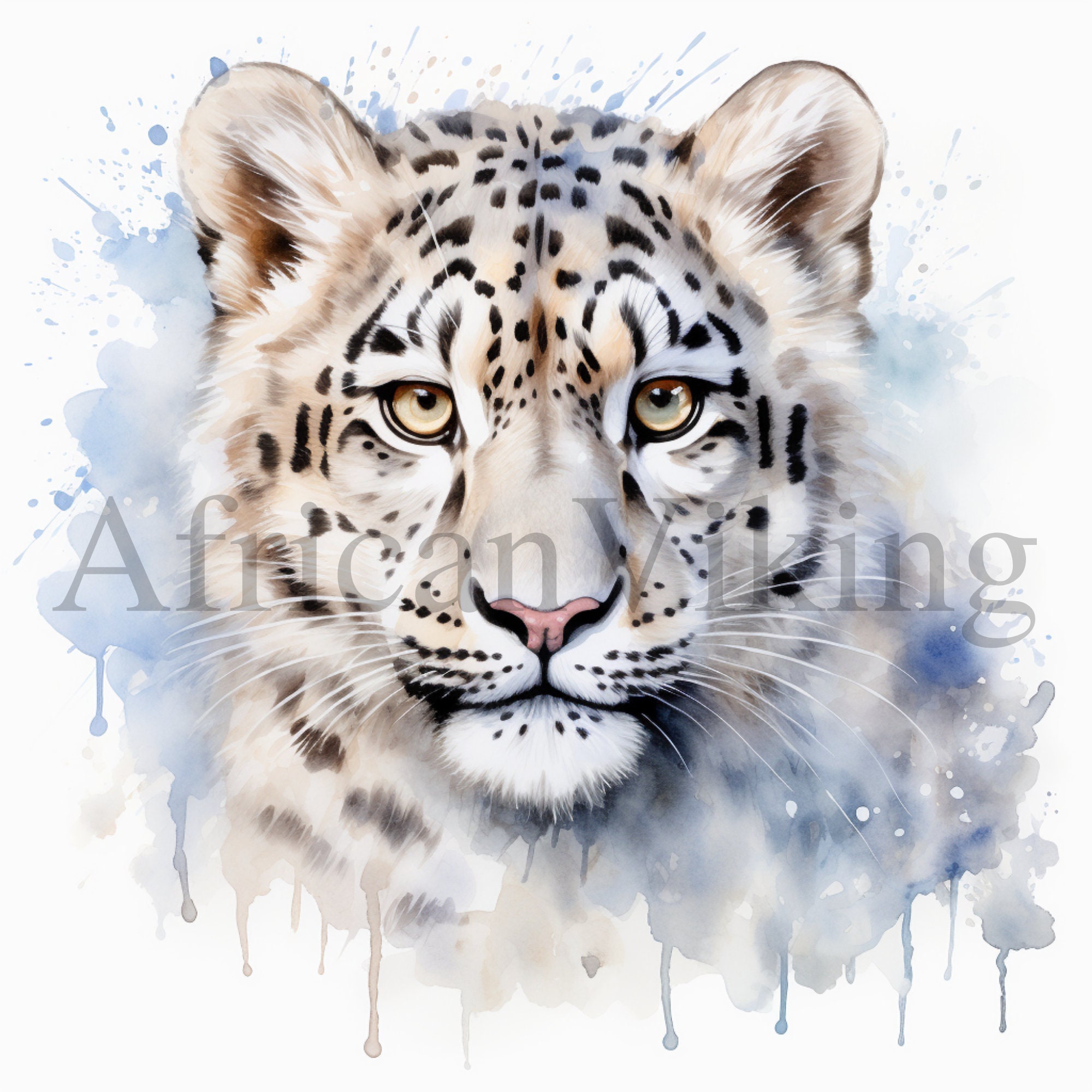 Snow Leopard Clipart | 10 High Quality Jpgs | Digital Download | Card ...