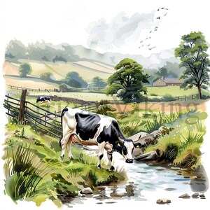 Watercolor Countryside Animals Clipart | 10 High Quality Jpgs | Digital ...