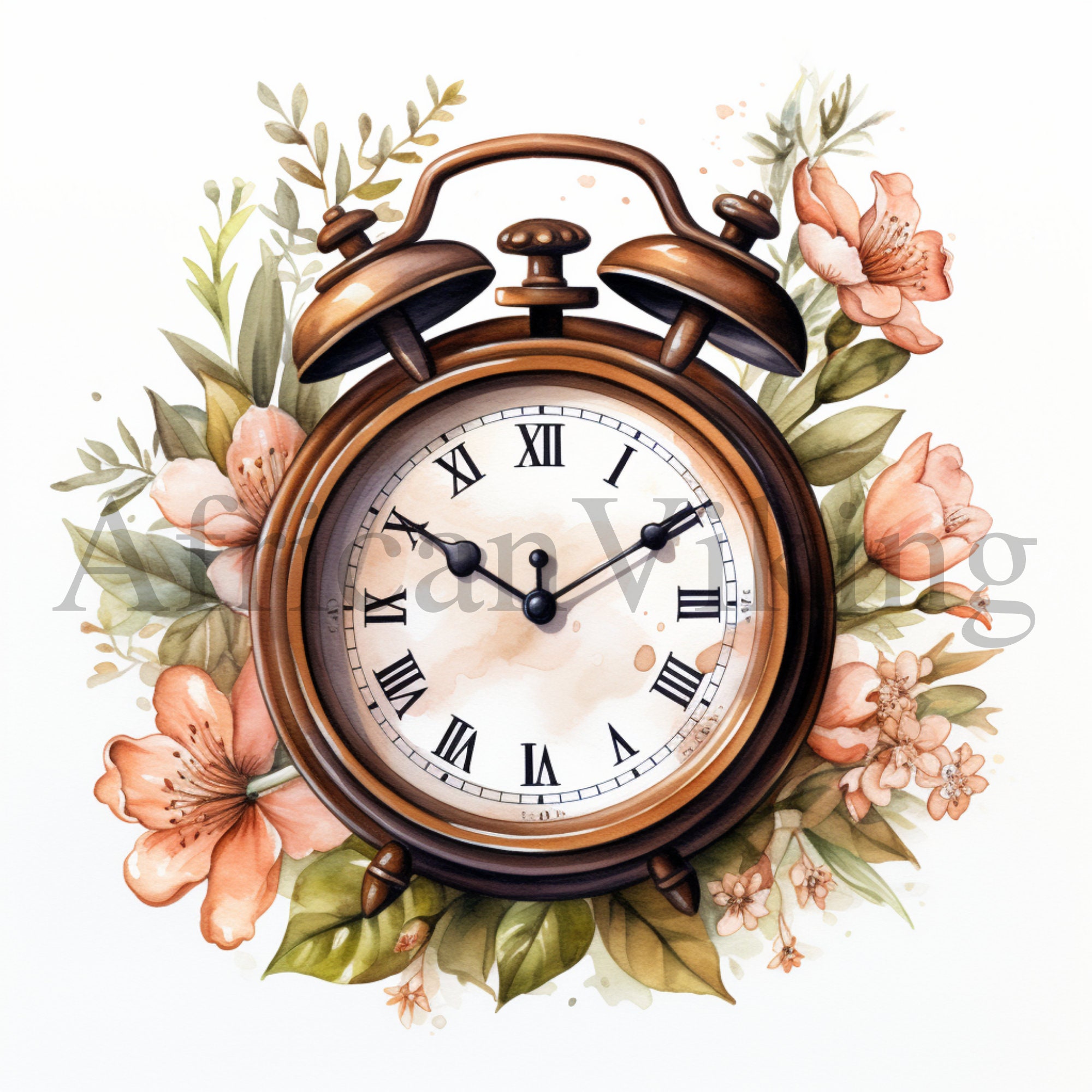 Old Fashioned Alarm Clock Clipart | 10 High Quality Jpgs | Digital ...