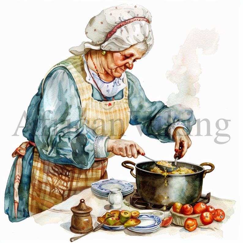 Old Fashioned Cooking Clipart 10 High Quality Jpgs Digital Download ...