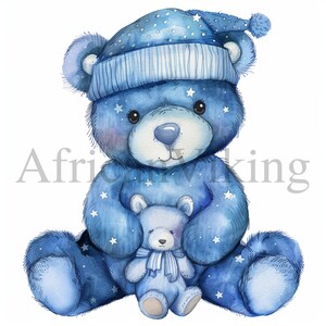 Blue Teddy Bear Clipart 10 High Quality Jpgs Digital Download Card Making Cute Animal Clipart ...