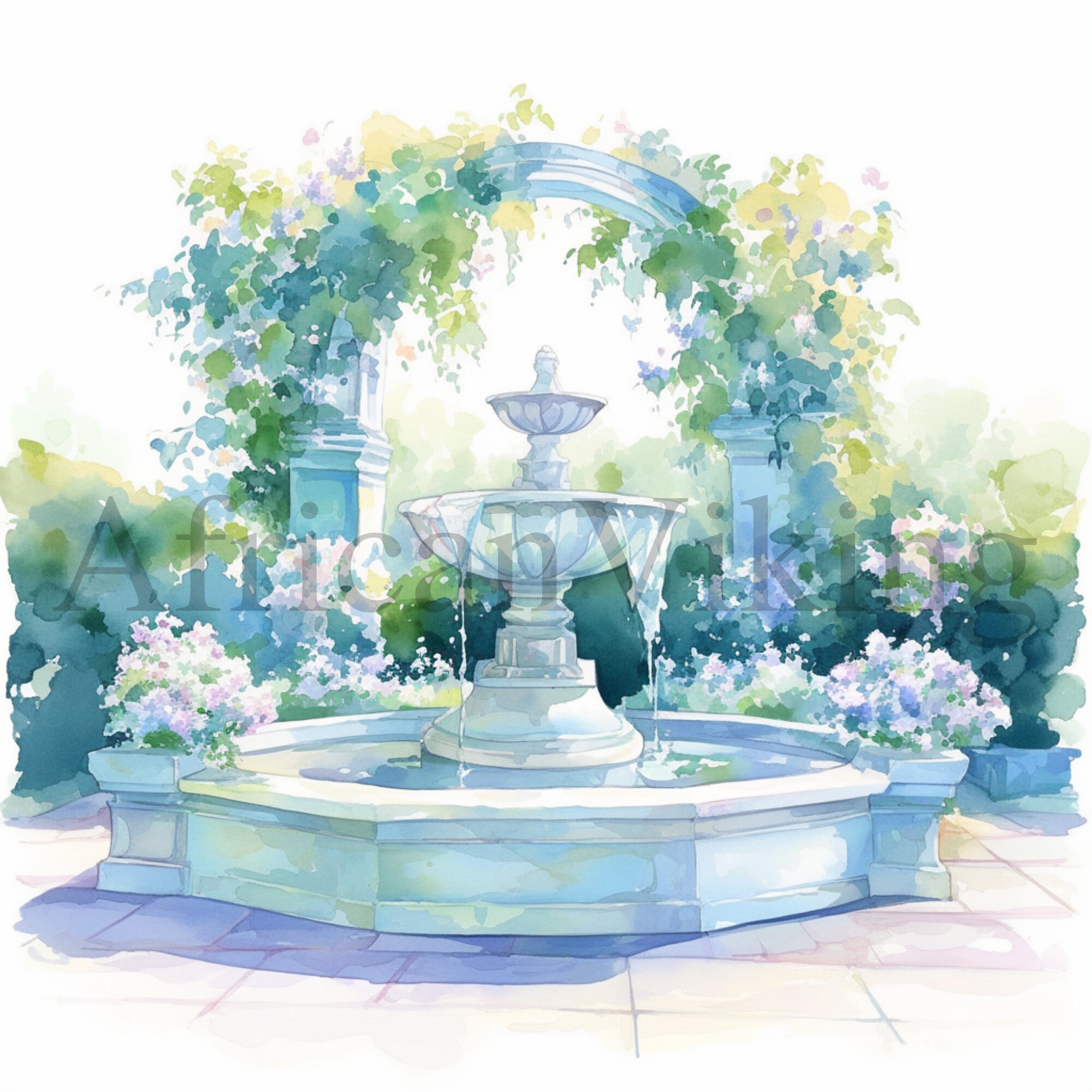 Cloister Fountains Clipart 10 High Quality Jpgs Digital Download ...