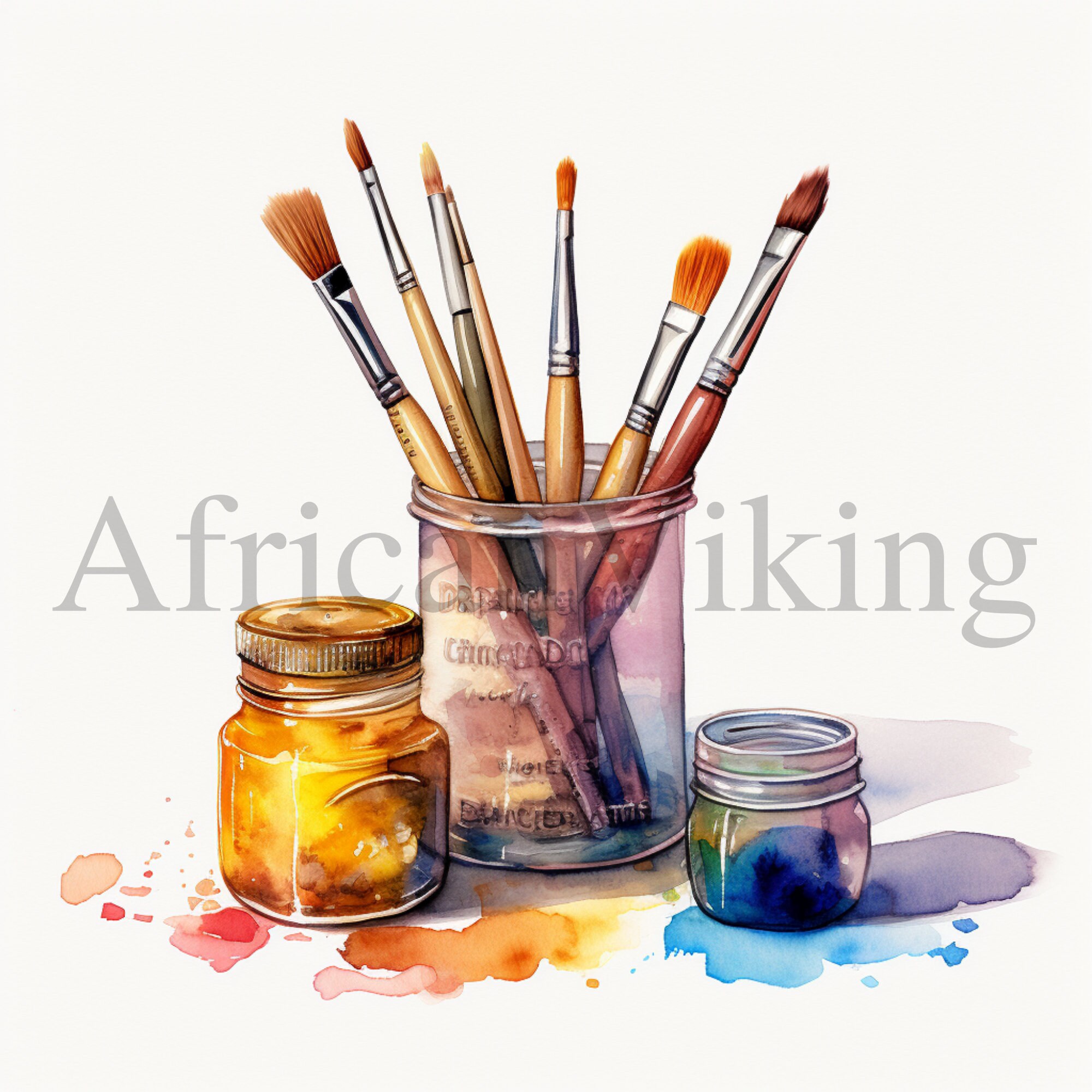Watercolor Paint Brushes Clipart 10 High Quality Jpgs Digital Download ...