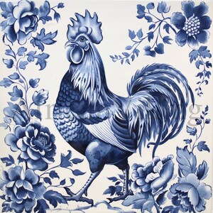 Blue Delft Rooster Clipart | 10 High Quality Jpgs | Digital Download ...