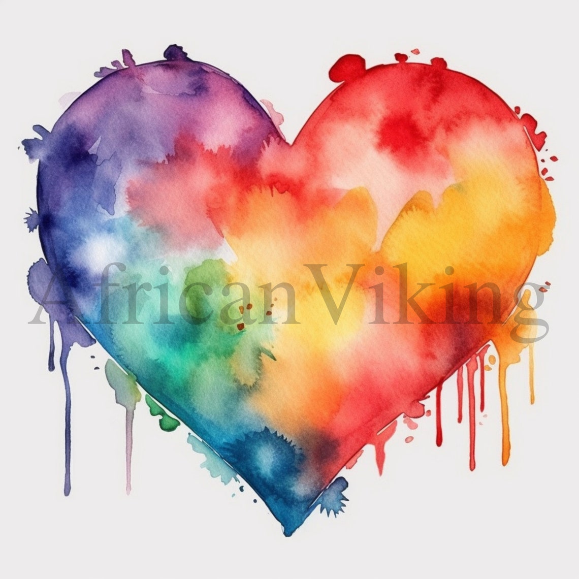 Rainbow Heart Clipart 10 High Quality Jpgs Digital Download Digital ...