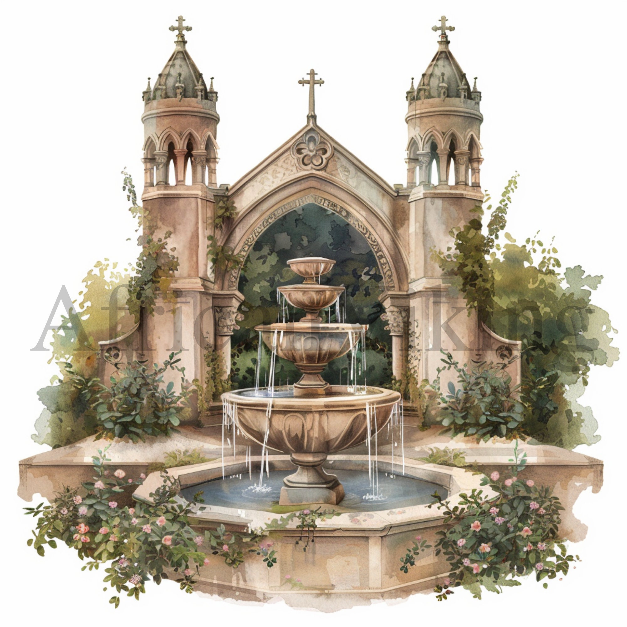 Cloister Fountains Clipart | 10 High Quality Jpgs | Digital Download ...