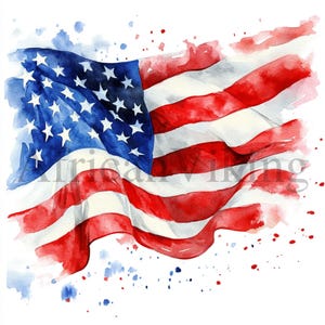 Watercolor American Flag Clipart 10 High Quality Jpgs Digital Download ...