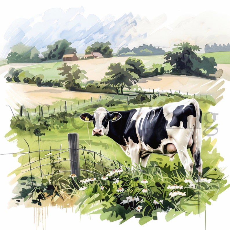 Watercolor Countryside Animals Clipart 10 High Quality Jpgs Digital ...