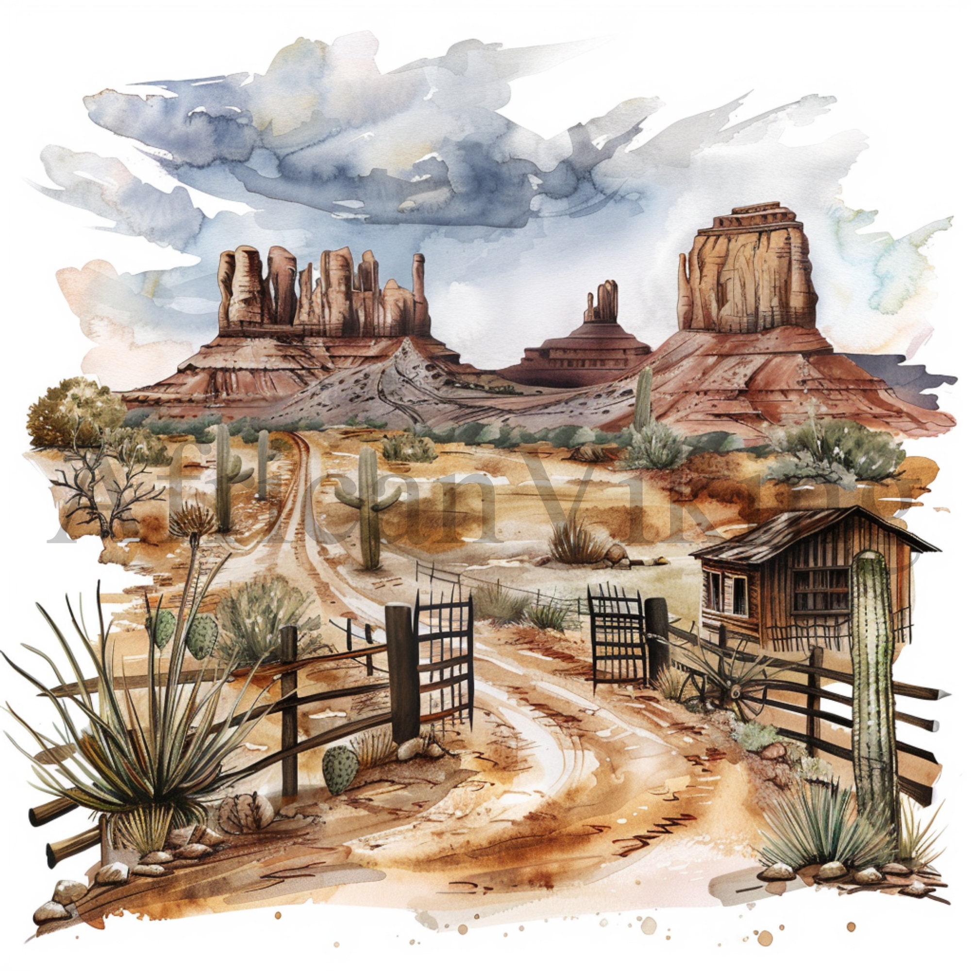 Old West Landscape Clipart 10 High Quality Jpgs Digital Download Mixed ...
