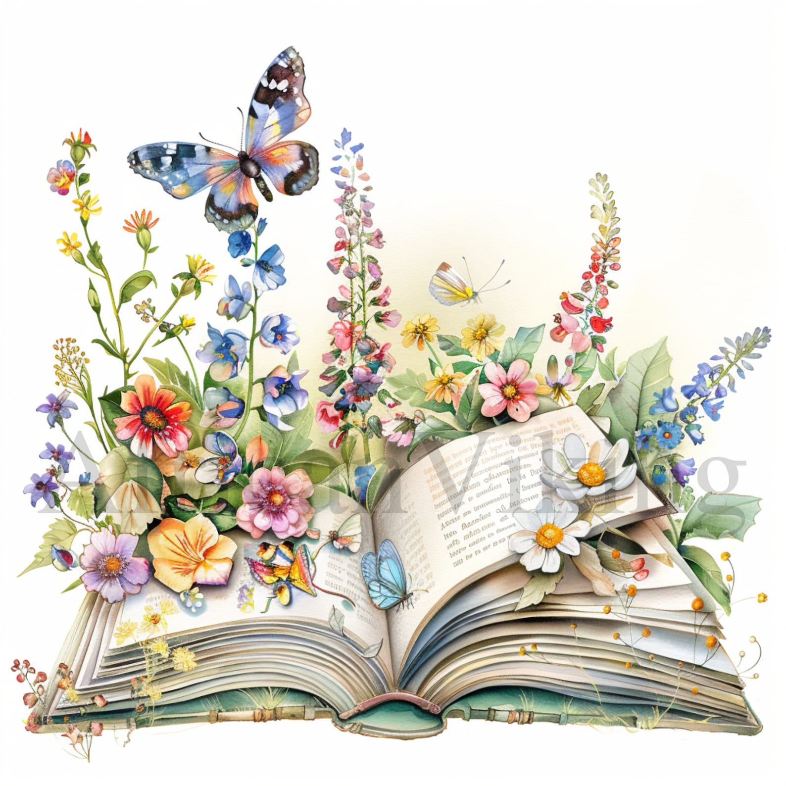 Floral Books Clipart | Watercolor Flower Book Art (digital Download) - Etsy