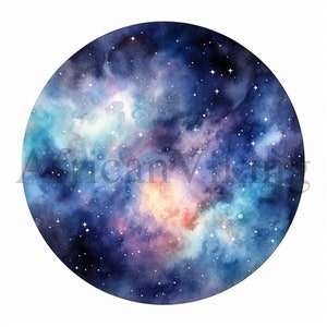 Watercolor Galaxy Backgrounds | Nebula Space Textures (digital Download ...