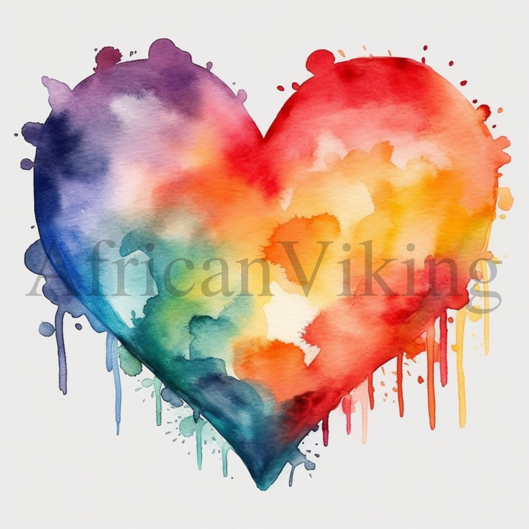 Rainbow Heart Clipart 10 High Quality Jpgs Digital Download Digital ...