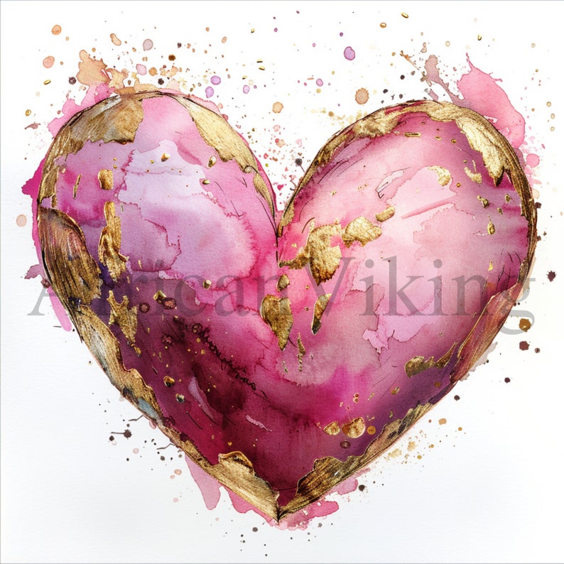 Pink Gold Hearts Clipart 10 High Quality Jpgs Digital Download ...