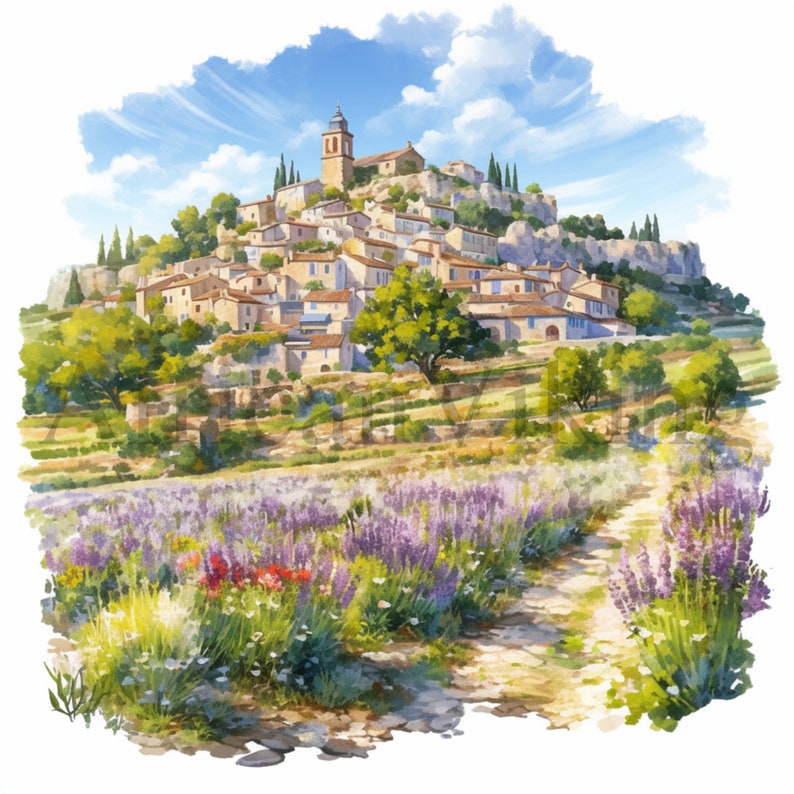 Provence Landscape Clipart | 10 High Quality Jpgs | Digital Download ...