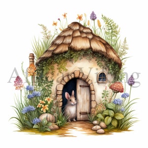Watercolor Mouse House Clipart | 10 High Quality Jpgs | Digital ...