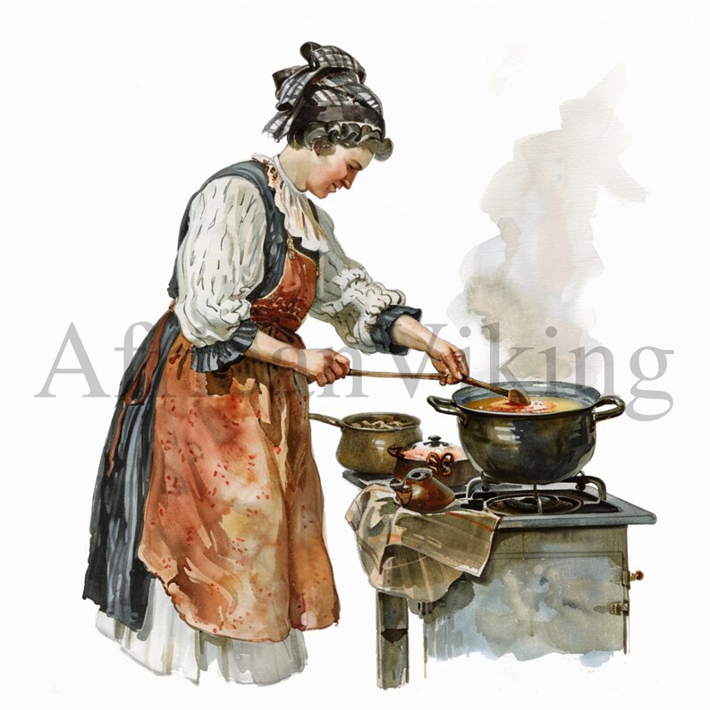 Old Fashioned Cooking Clipart 10 High Quality Jpgs Digital Download ...