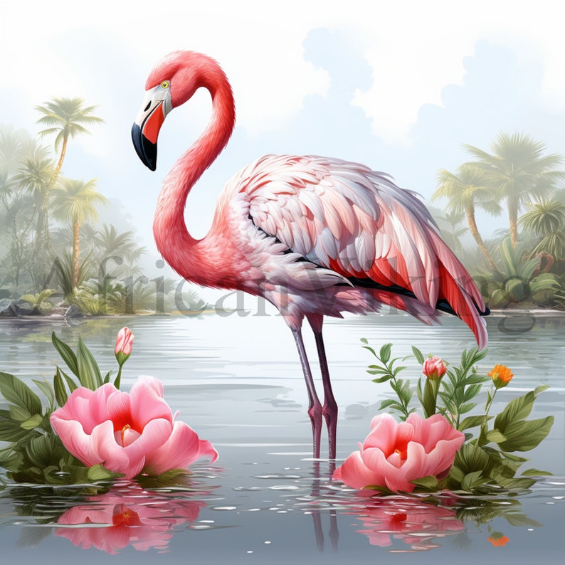Watercolor Flamingo Clipart | Tropical Bird Art, Nursery Decor (digital ...