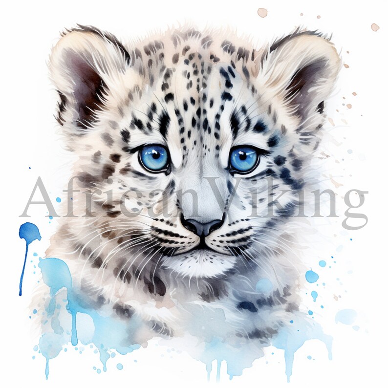 Snow Leopard Clipart | 10 High Quality Jpgs | Digital Download | Card ...