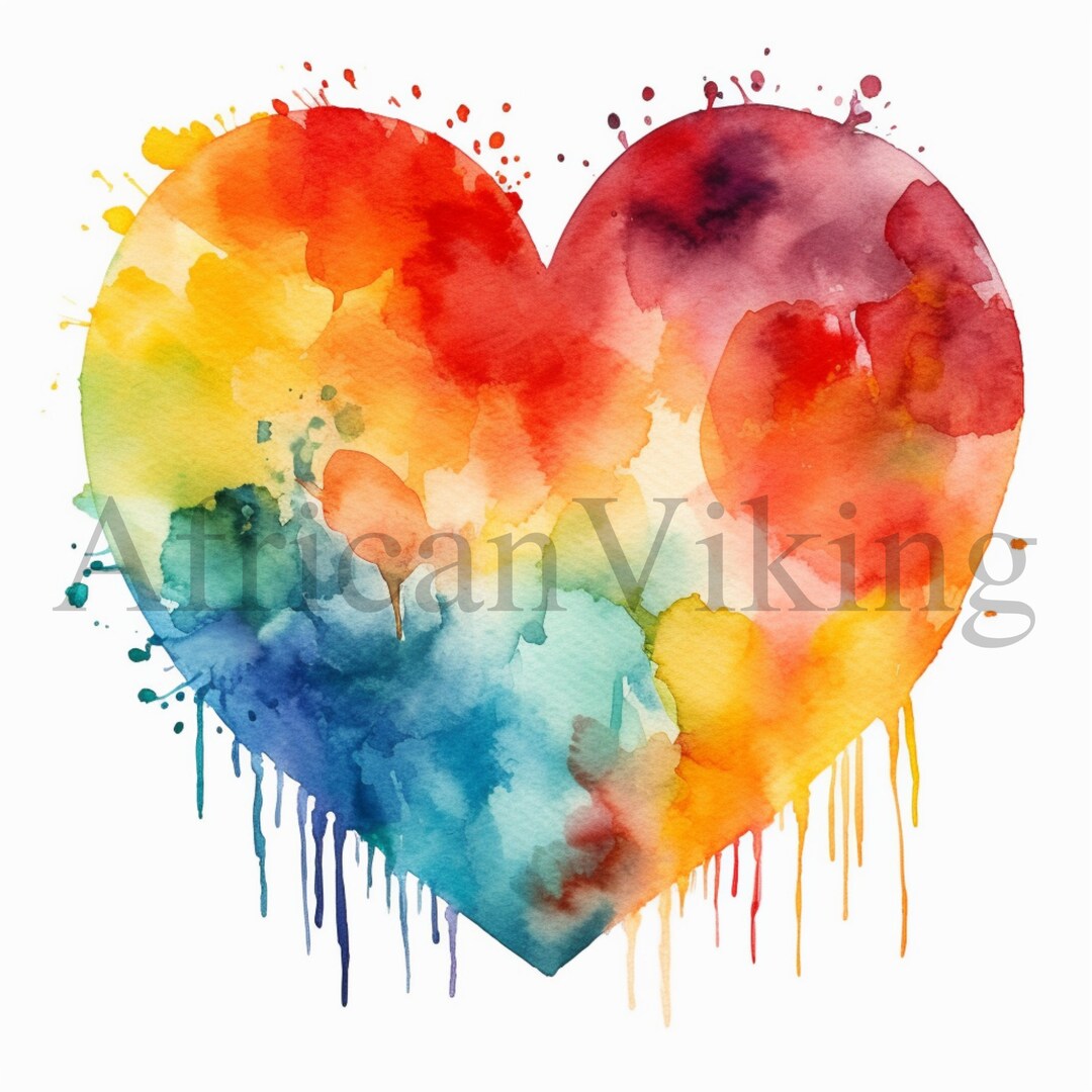 Rainbow Heart Clipart | 10 High Quality Jpgs | Digital Download ...