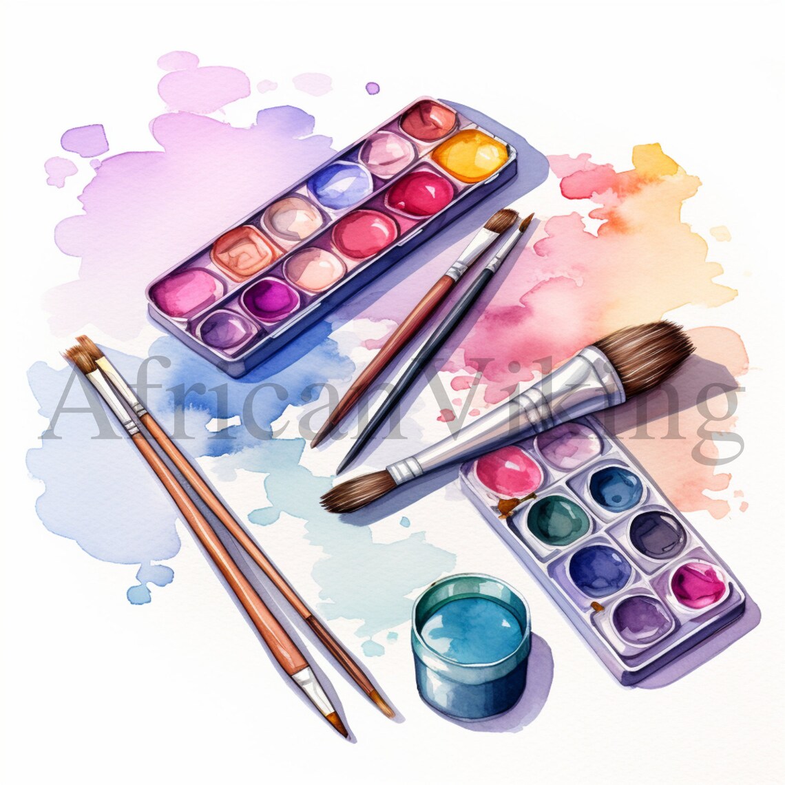 Watercolor Paint Brushes Clipart 10 High Quality Jpgs Digital Download ...